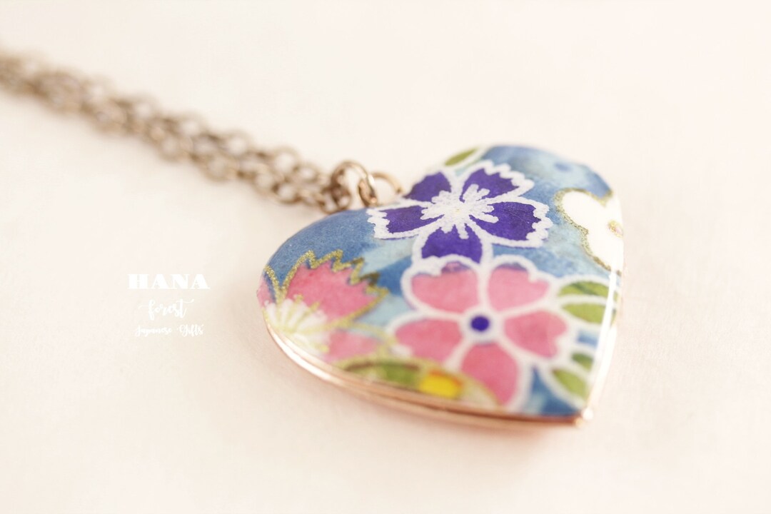 Japanese Chiyogami Locket Necklace,photo Necklace,necklace Locket ...