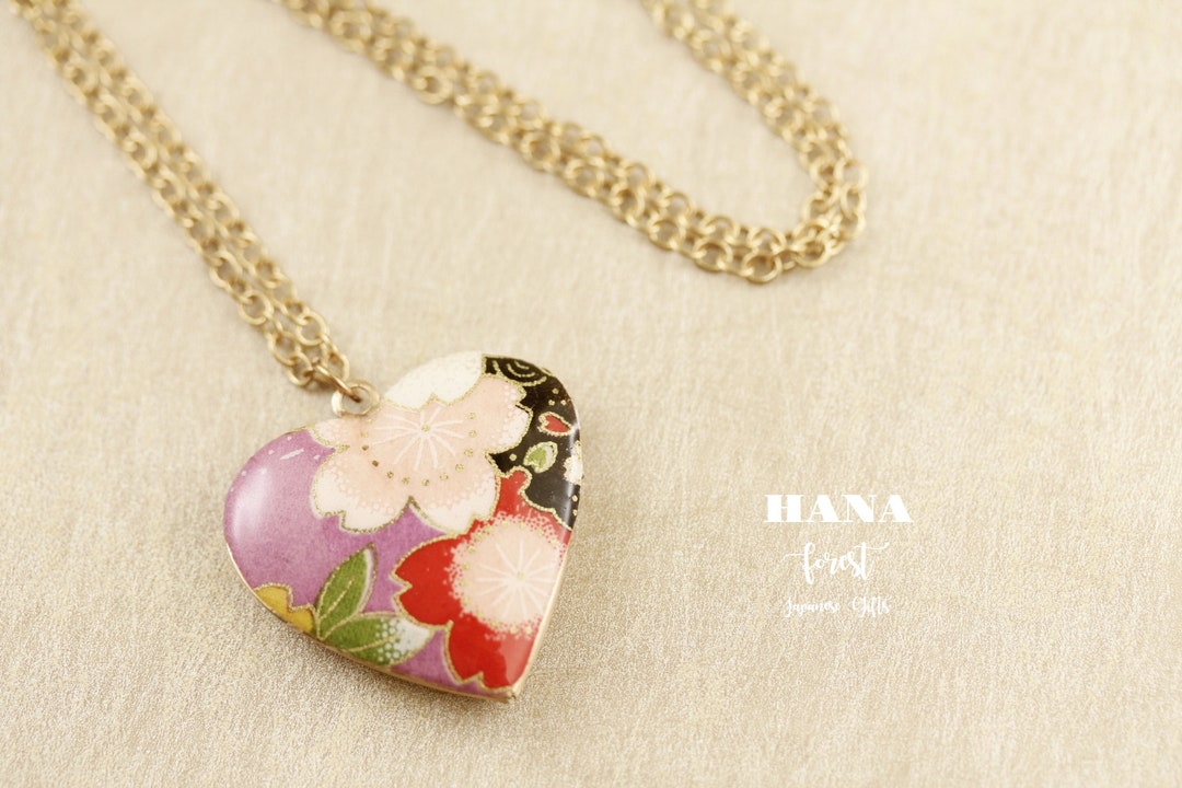 Japanese Chiyogami Locket Necklace,photo Necklace,necklace Locket ...