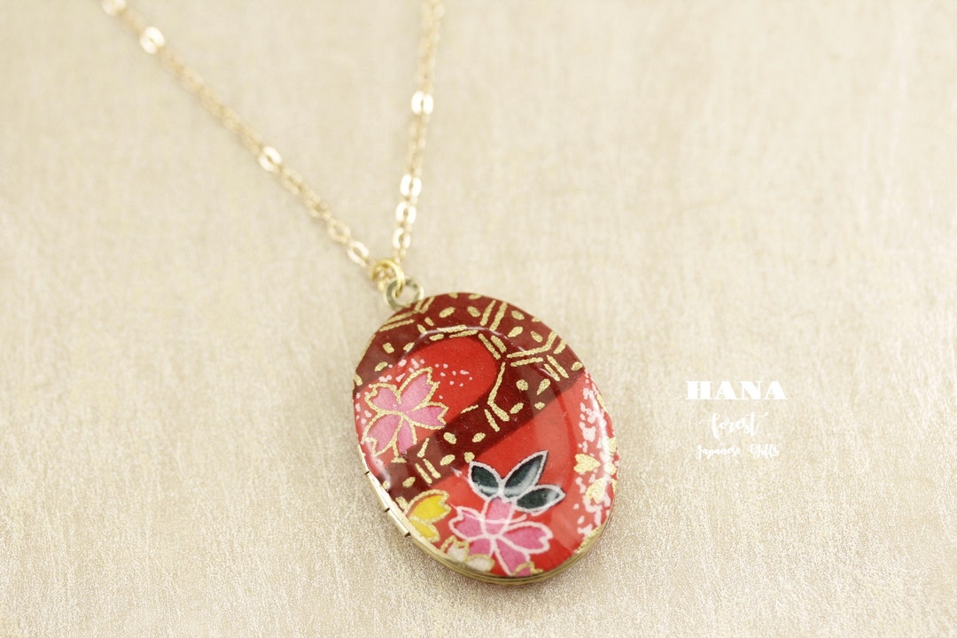 Japanese Chiyogami Locket Necklace,photo Necklace,necklace Locket ...