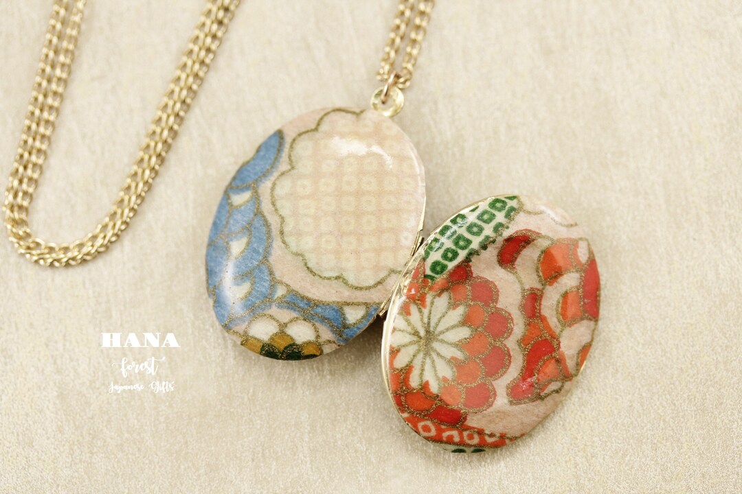 Japanese Chiyogami Locket Necklace,photo Necklace,necklace Locket ...