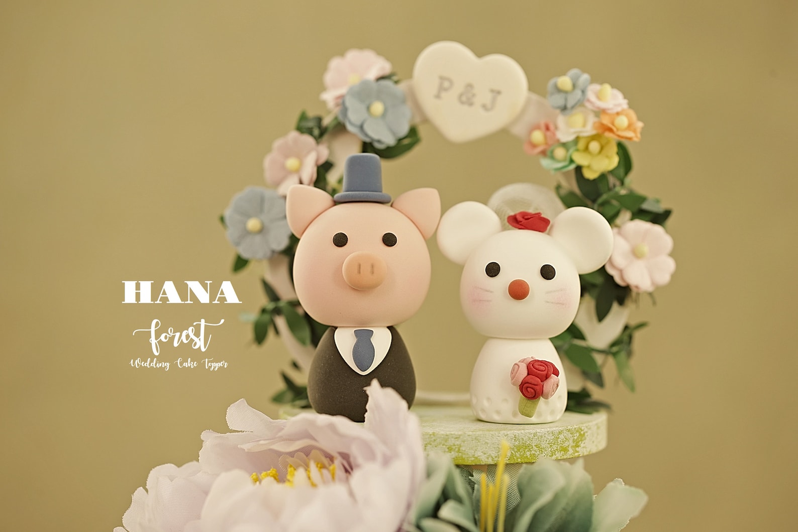 Pig and Mouse Wedding Cake Topper,rat and Piggy Cake Topper,piglet and ...