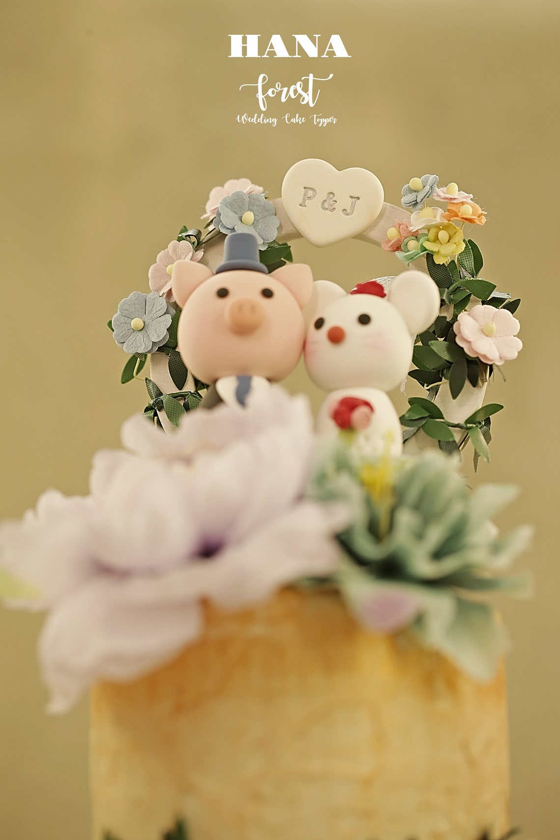 Pig and Mouse Wedding Cake Topper,rat and Piggy Cake Topper,piglet and ...