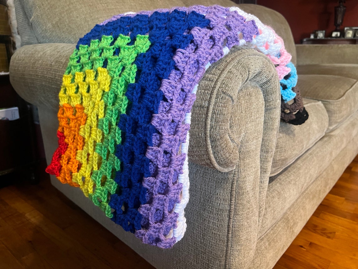 Rainbow Gay Pride Blanket - Progress Flag Colors With Granny Squares ...