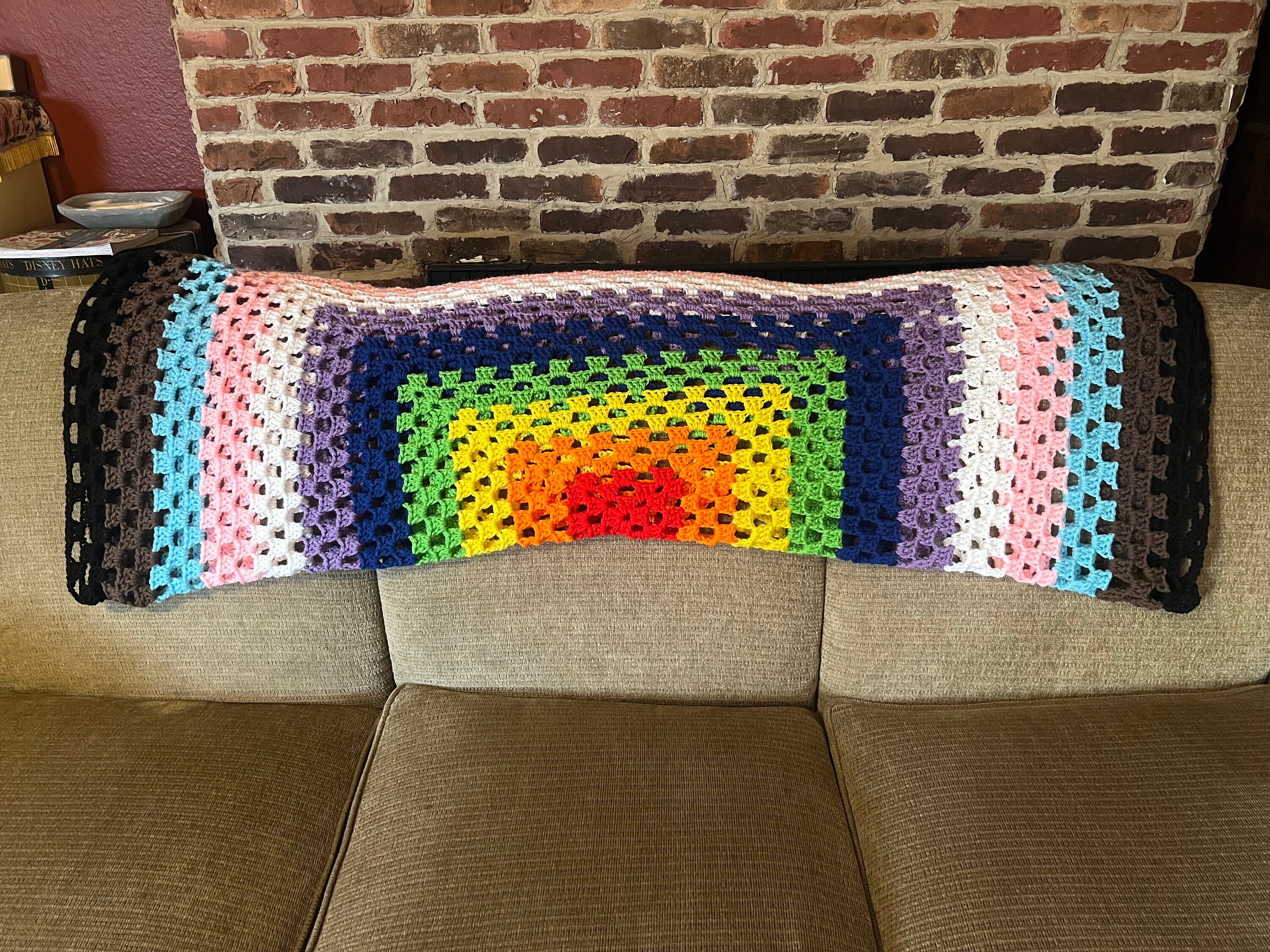 Rainbow Gay Pride Blanket - Progress Flag Colors With Granny Squares ...