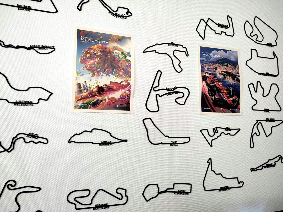 Lot de 24 circuits de Formule 1, Déco murale circuit F1, mural, Tracé ...