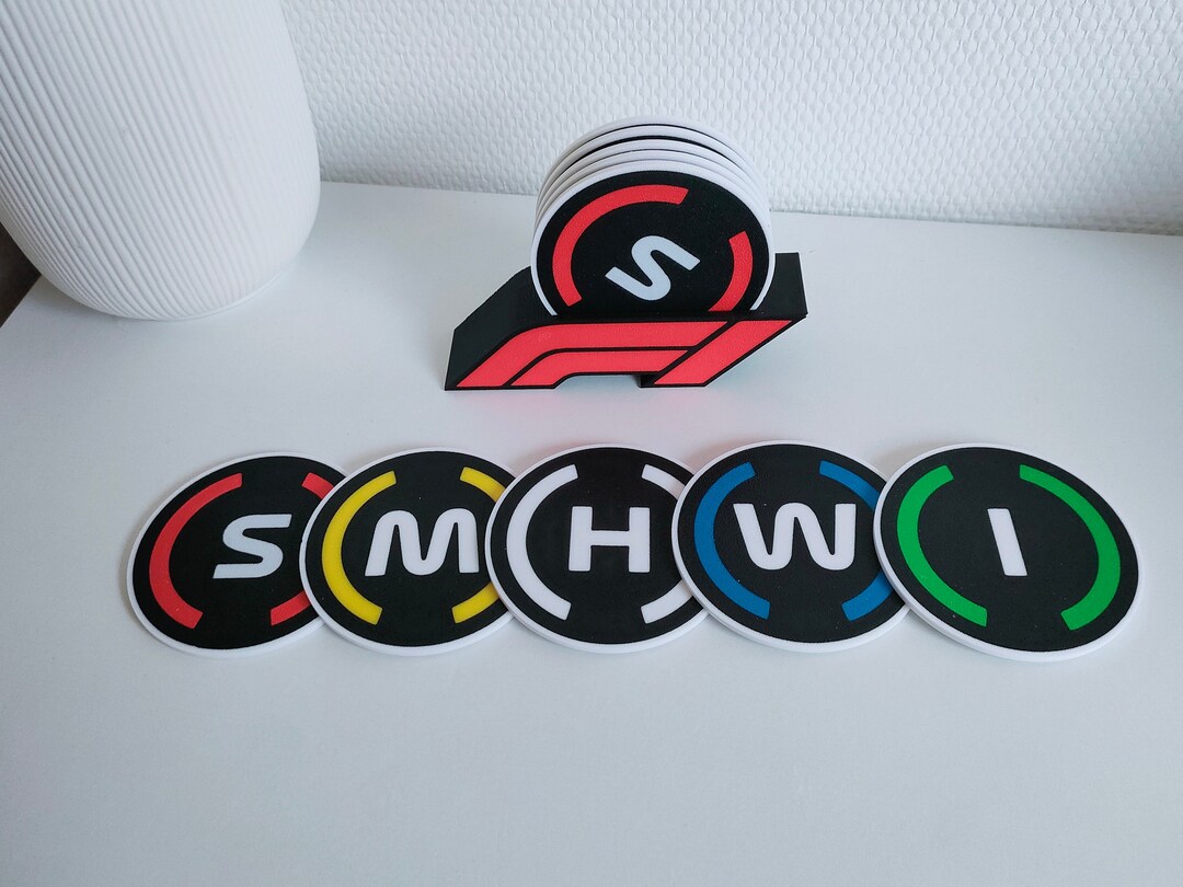 Set of 5 F1 Coasters and Stand, Formula 1 Tire Coasters, F1 Fan Gift ...