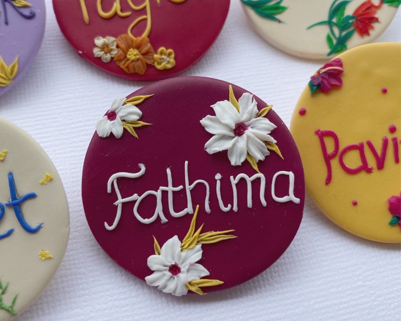 Floral Badges Name Badges Handmade Badges Polymer Clay - Etsy