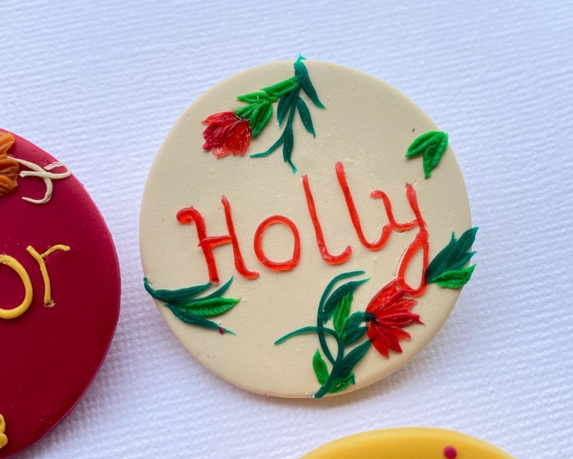 Floral Badges Name Badges Handmade Badges Polymer Clay - Etsy