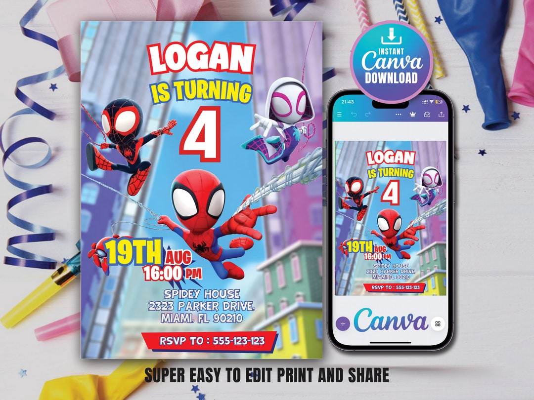 Spidey Invitation Spidey and His Amazing Friends Birthday Party Invite ...