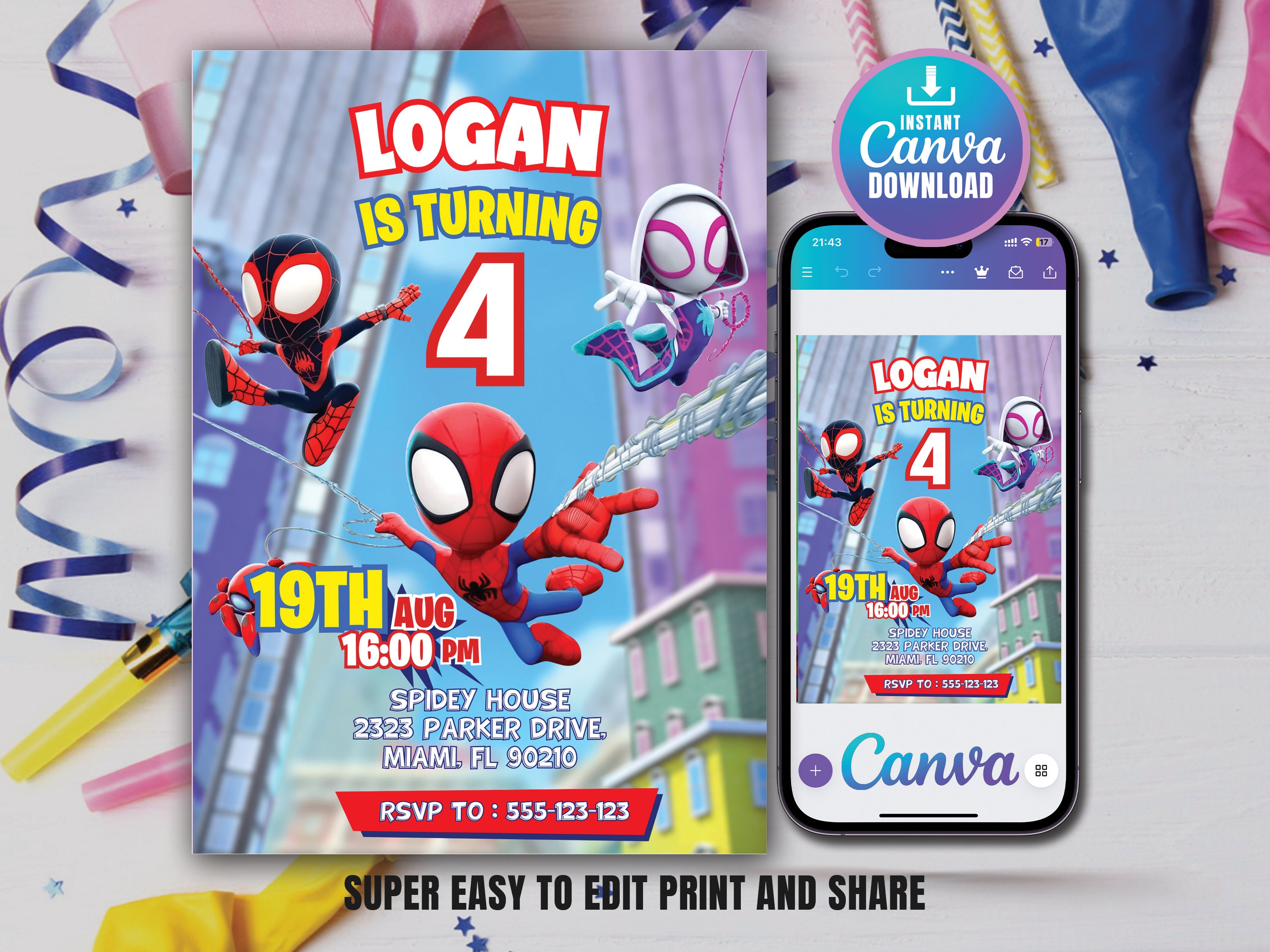 Spidey Invitation Spidey and His Amazing Friends Birthday Party Invite ...