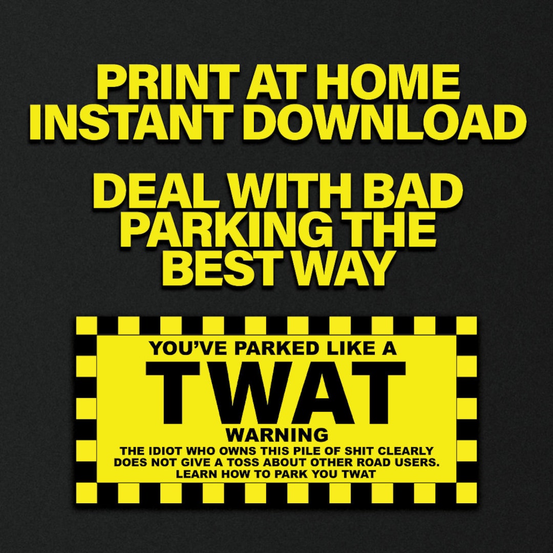 Bad Parking Cards Violation Digital Download Printable You've Parked ...