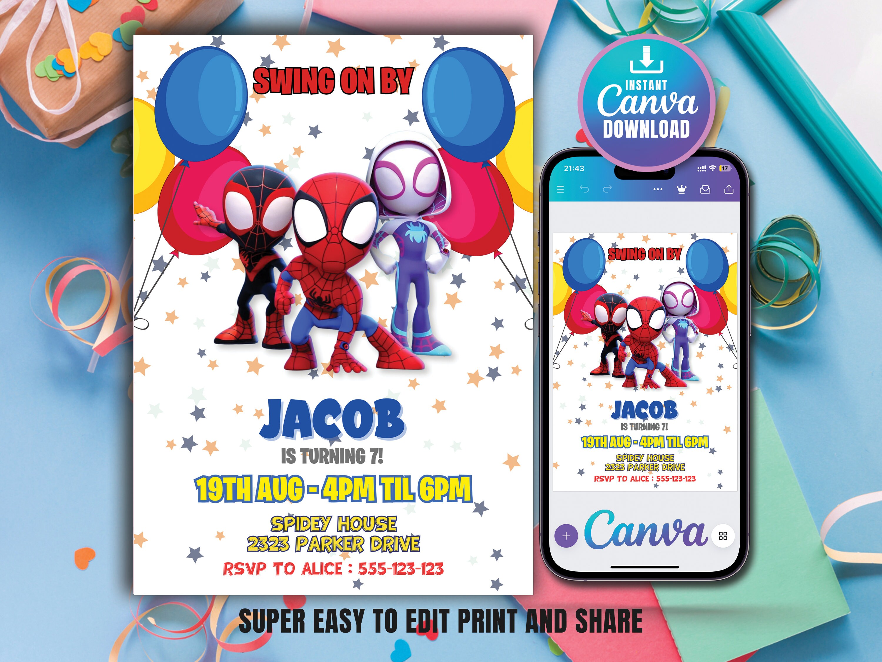 Spidey Invitation Spidey and His Amazing Friends Birthday Party Invite ...