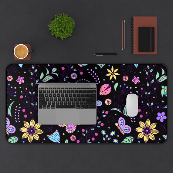 Desk Mat Three Sizes Dark Floral Print Free USA Shipping - Etsy