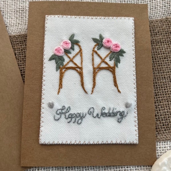 Embroidered Card - Etsy