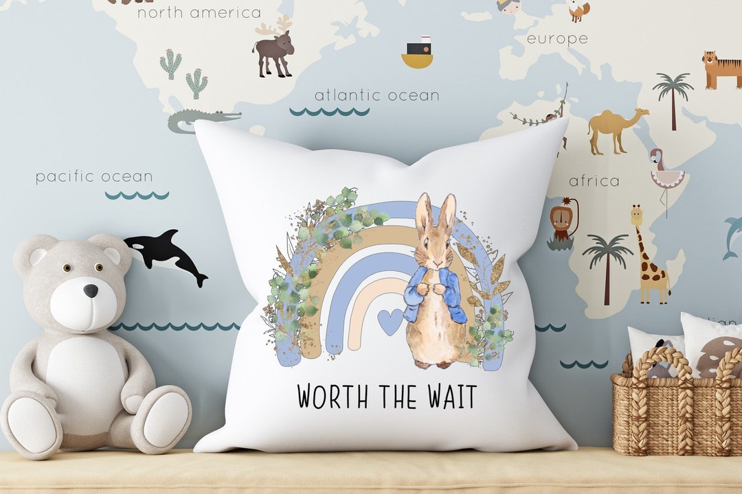Peter Rabbit Rainbow Cushion, Girls Nursery Cushion, Girls Nursery ...