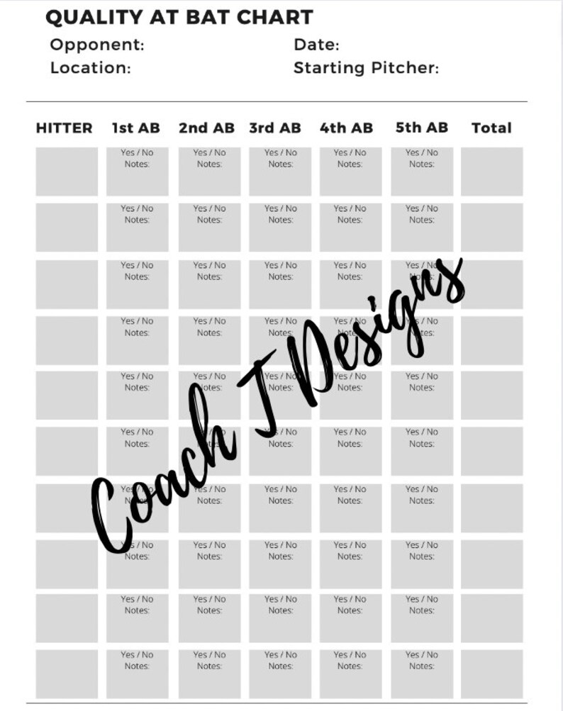 Softball Game Chart Package PDF Download - Etsy