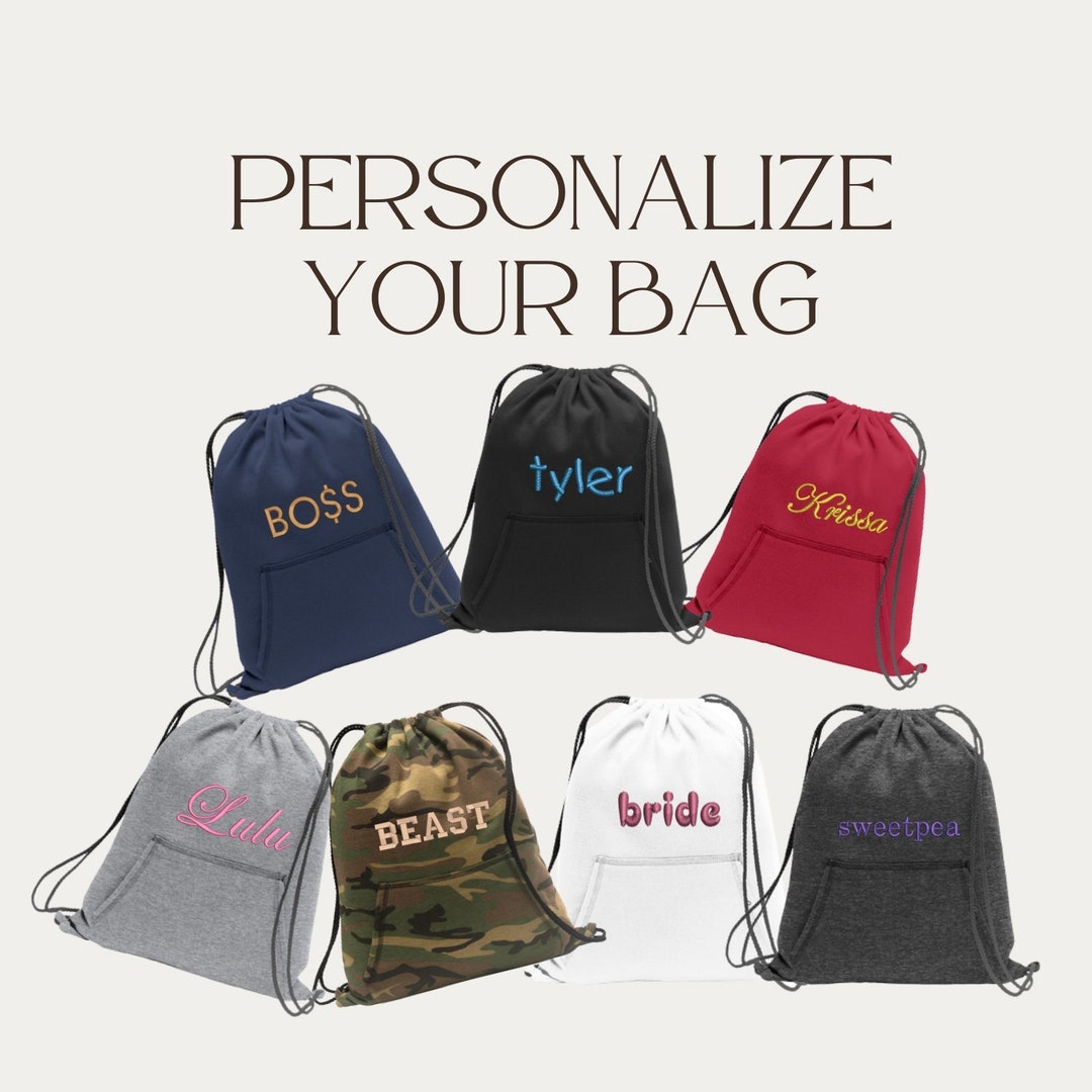 Personalized Embroidered Bag, Cinch Backpack, Personalized Drawstring ...