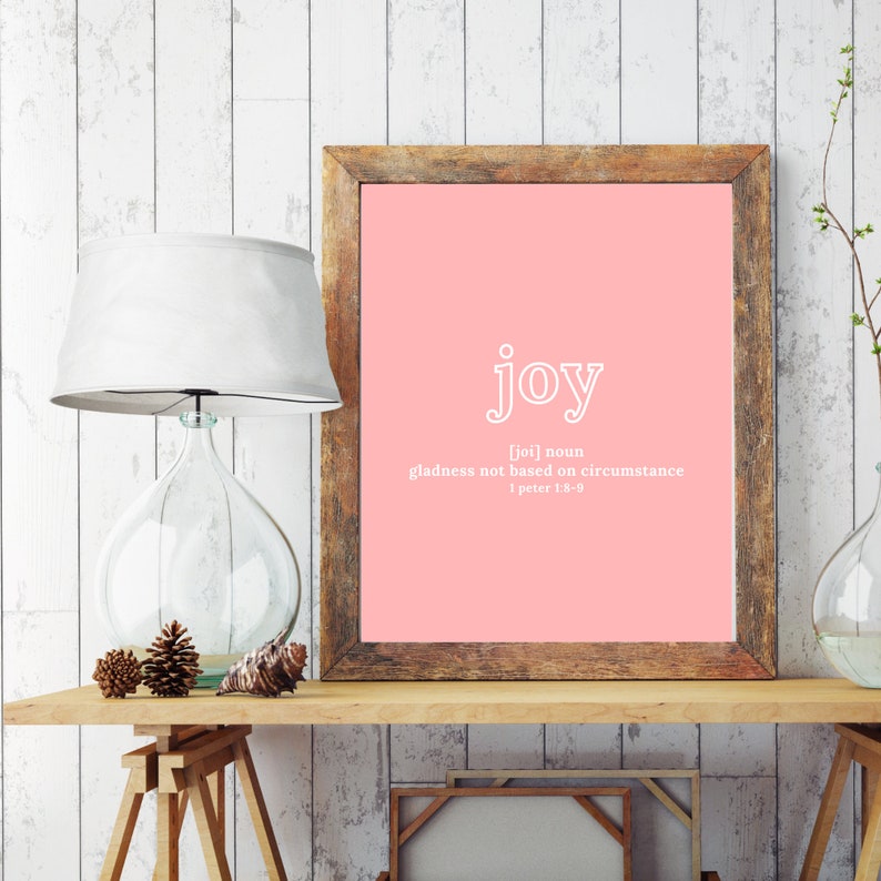 JOY Definition Wall Art (pink), Typography Printable, Instant Digital ...