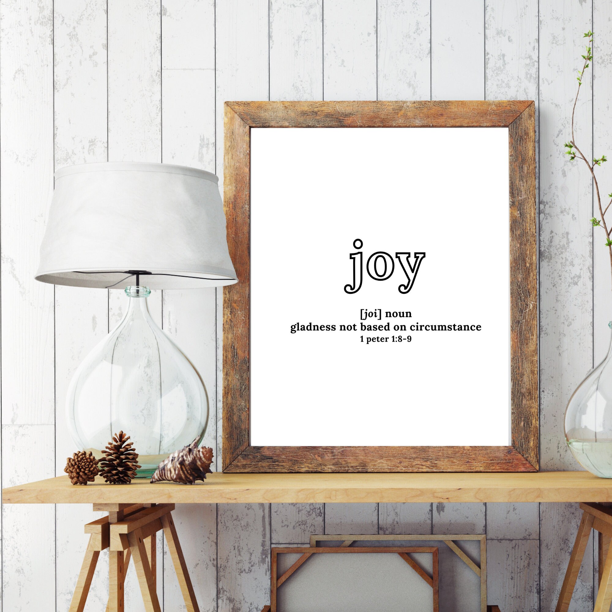 JOY Definition Wall Art (white), Typography Printable, Instant Digital ...