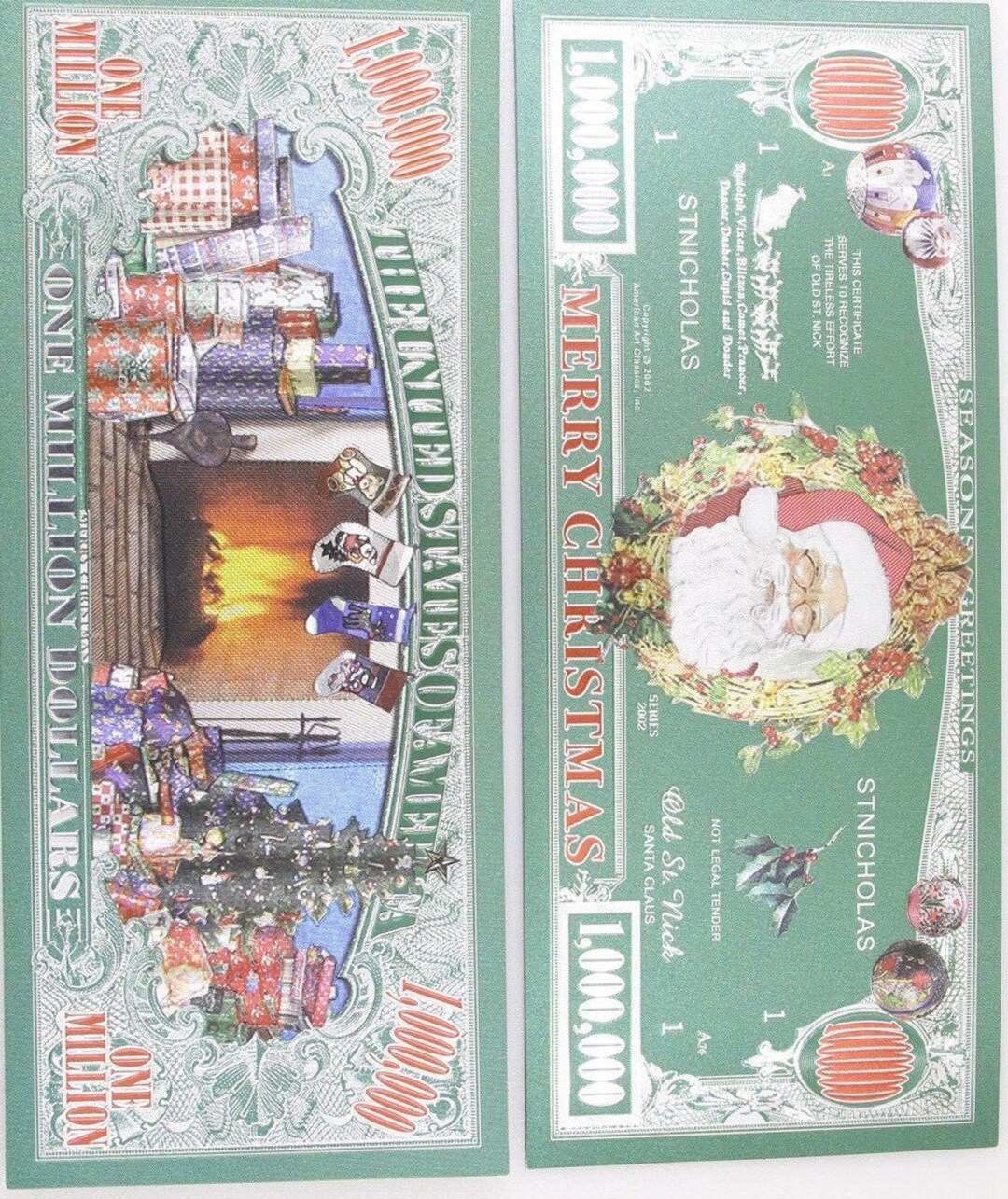 Christmas Banknote, Merry Christmas Banknote Green or Black NEW - Etsy