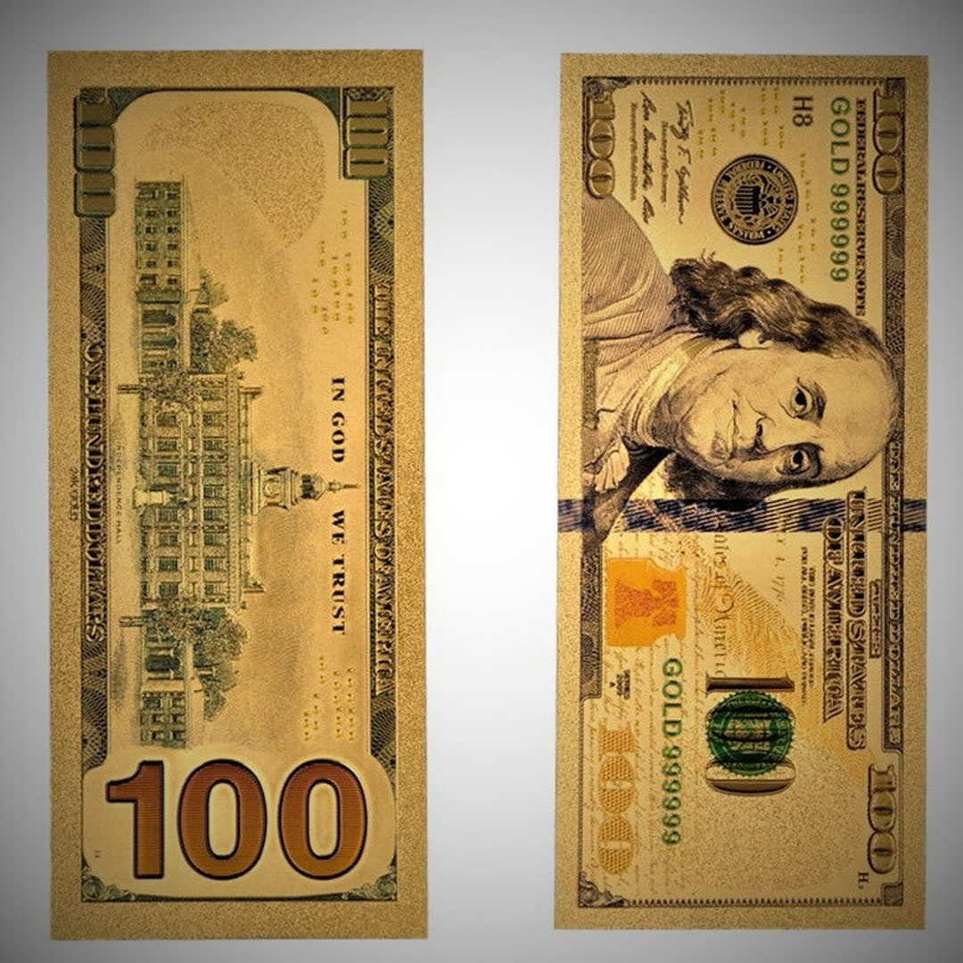 100 Dollar USA Banknote Gold Plated With Color Souvenier - Etsy