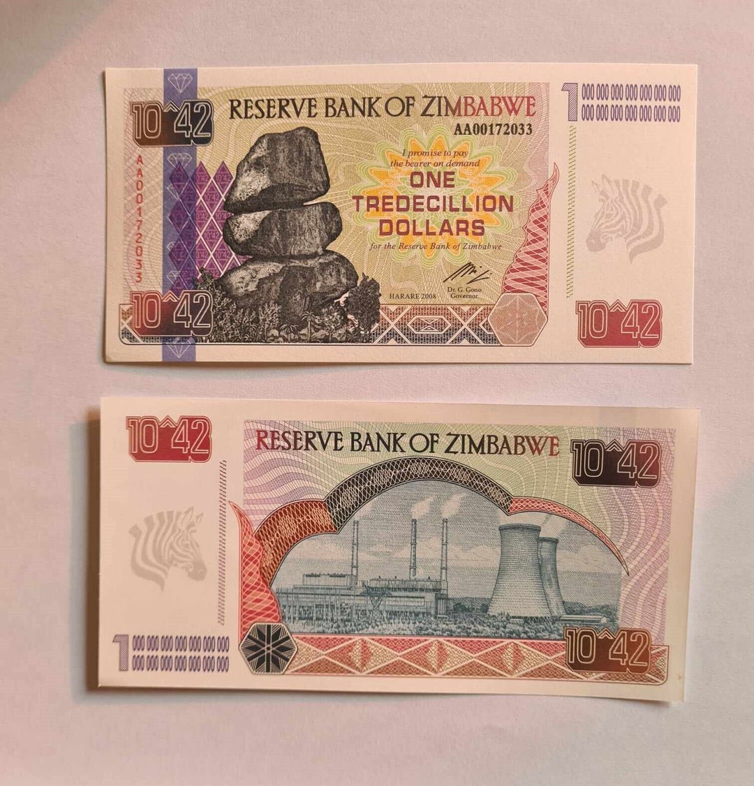 One Tredecillion Dollar/aa Banknote/ Zimbabwe/ 2008/ Bank Fresh ...