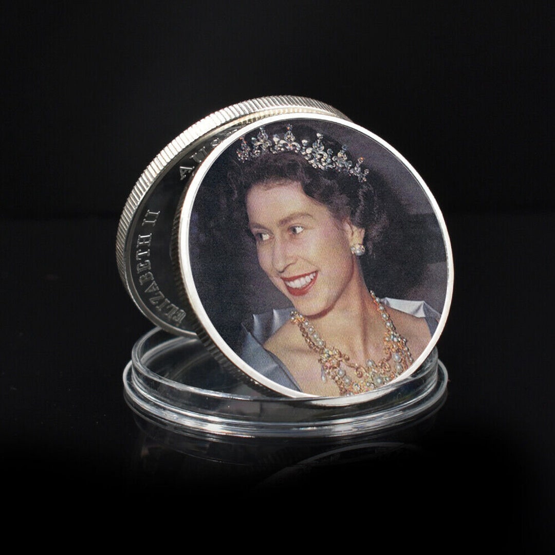 Queen Elizabeth Medal in Silver Plated With Color - Etsy