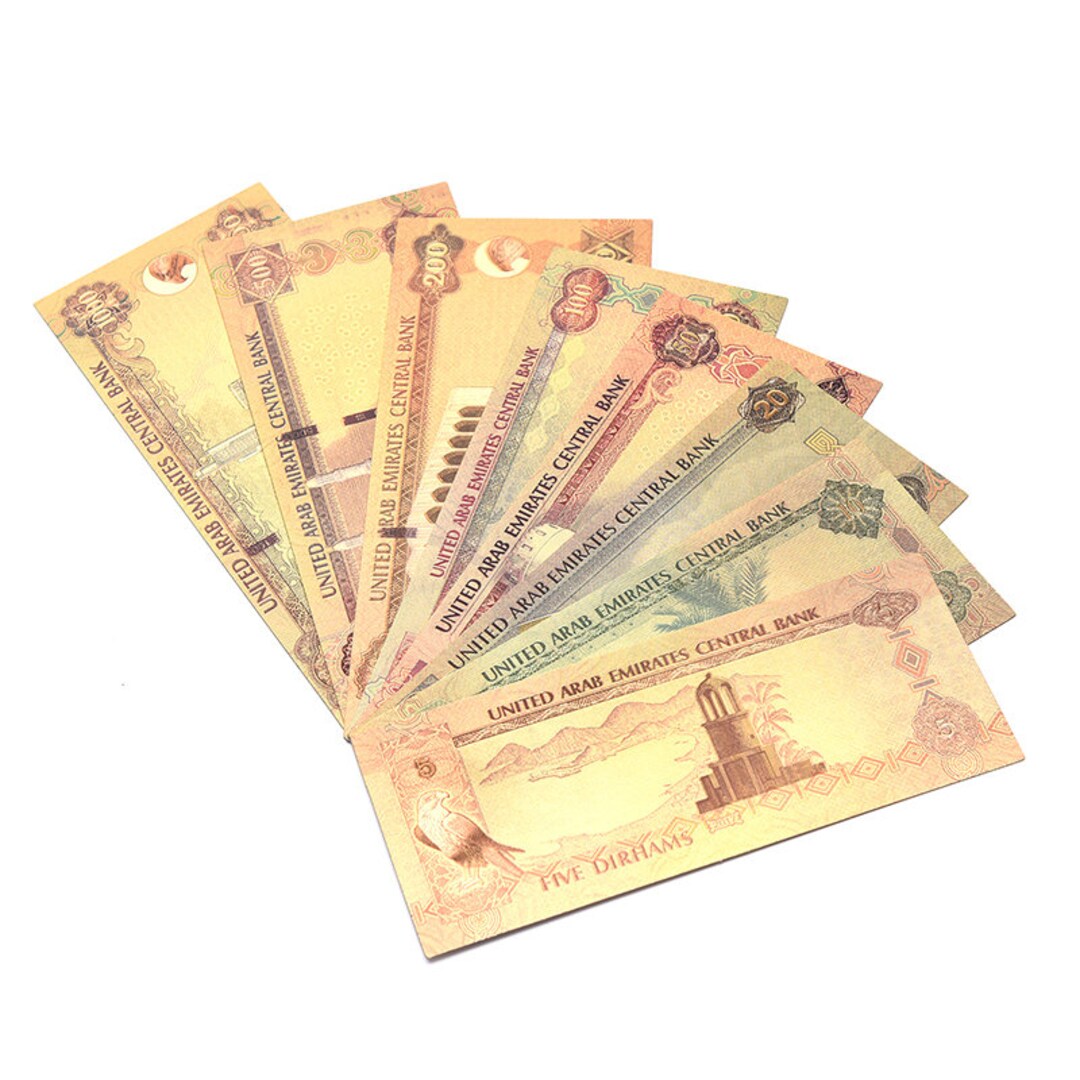 Set of Arabia Dirhams Banknotes Gold Plated With Color - Etsy