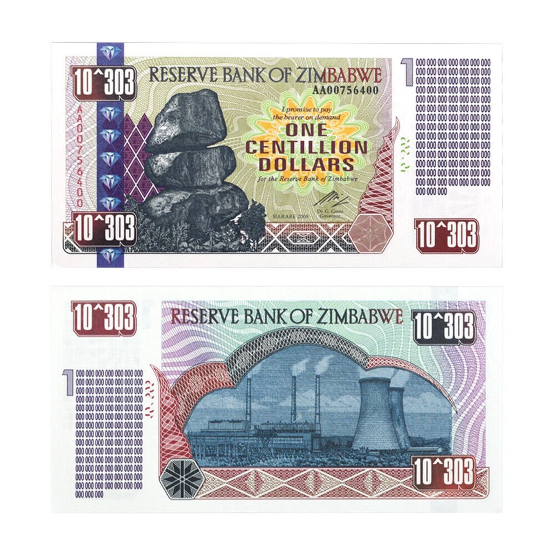 One Centillion Dollars Dollar Banknote Zimbabwe Bank Fresh Uncirculated ...