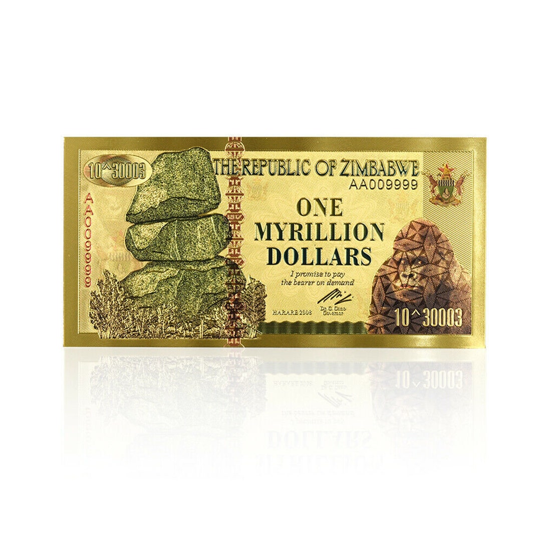 One Myrillion Dollar 24K Gold Plated Banknote Zimbabwe - Etsy