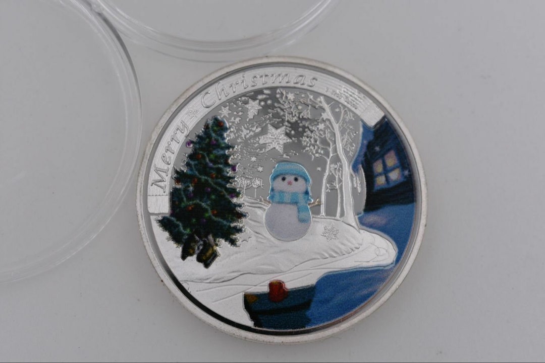 Beautiful Christmas Medal With Snowman Silver Plated - Etsy UK