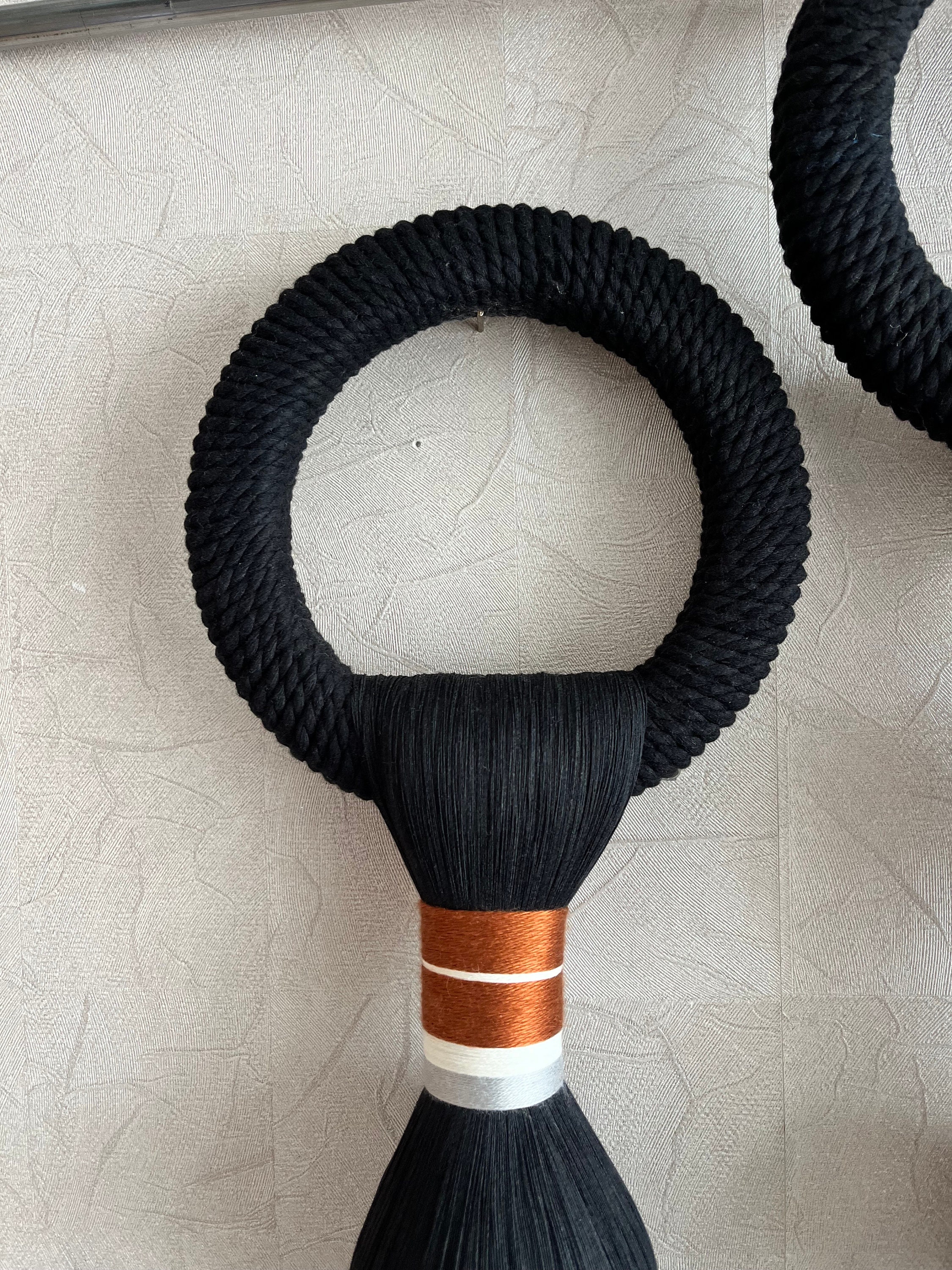 Macrame Fiber Wall Hanging Fabric Textile Art Artisan Mexican Rope Art ...