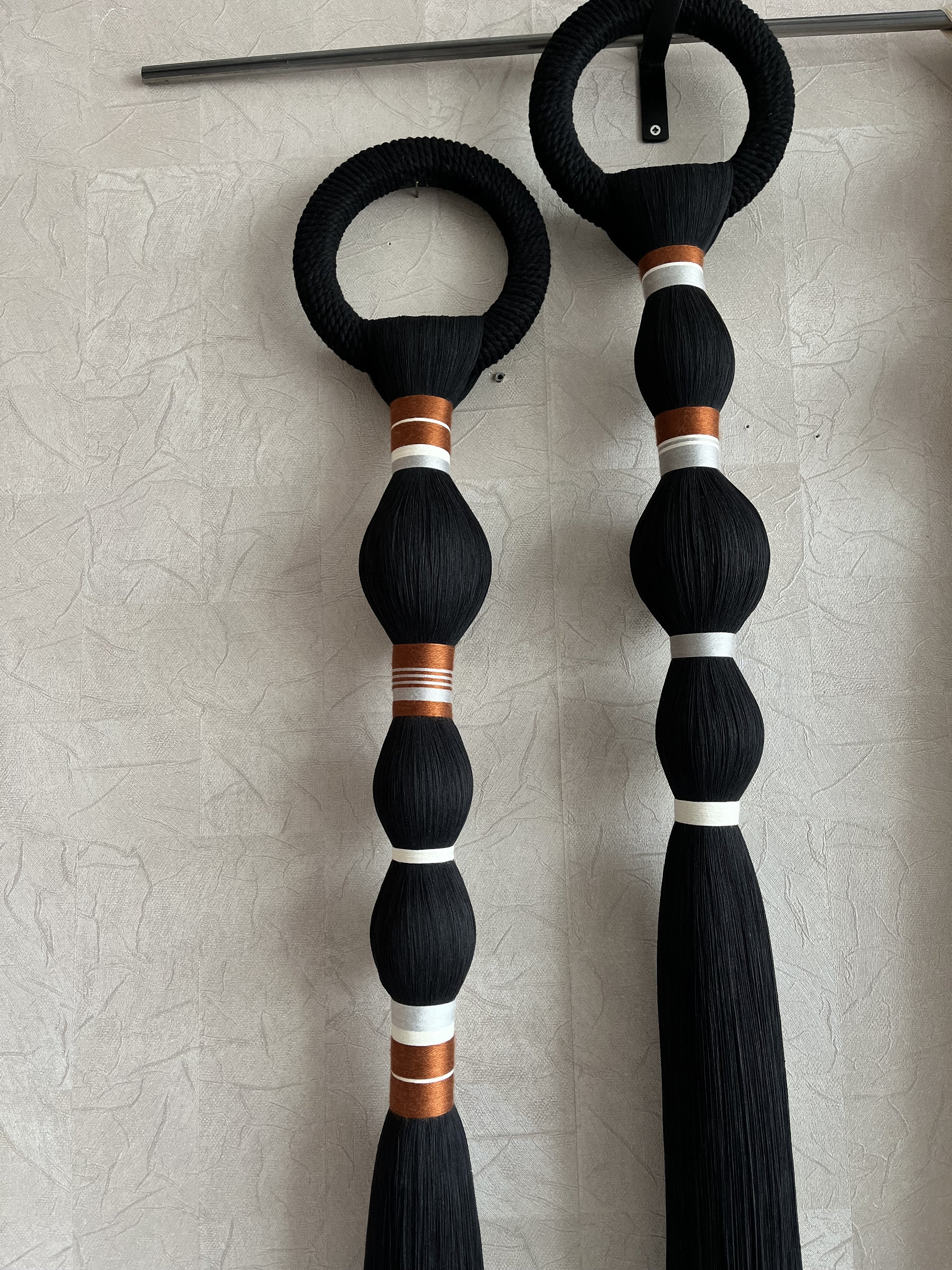 Macrame Fiber Wall Hanging Fabric Textile Art Artisan Mexican Rope Art ...