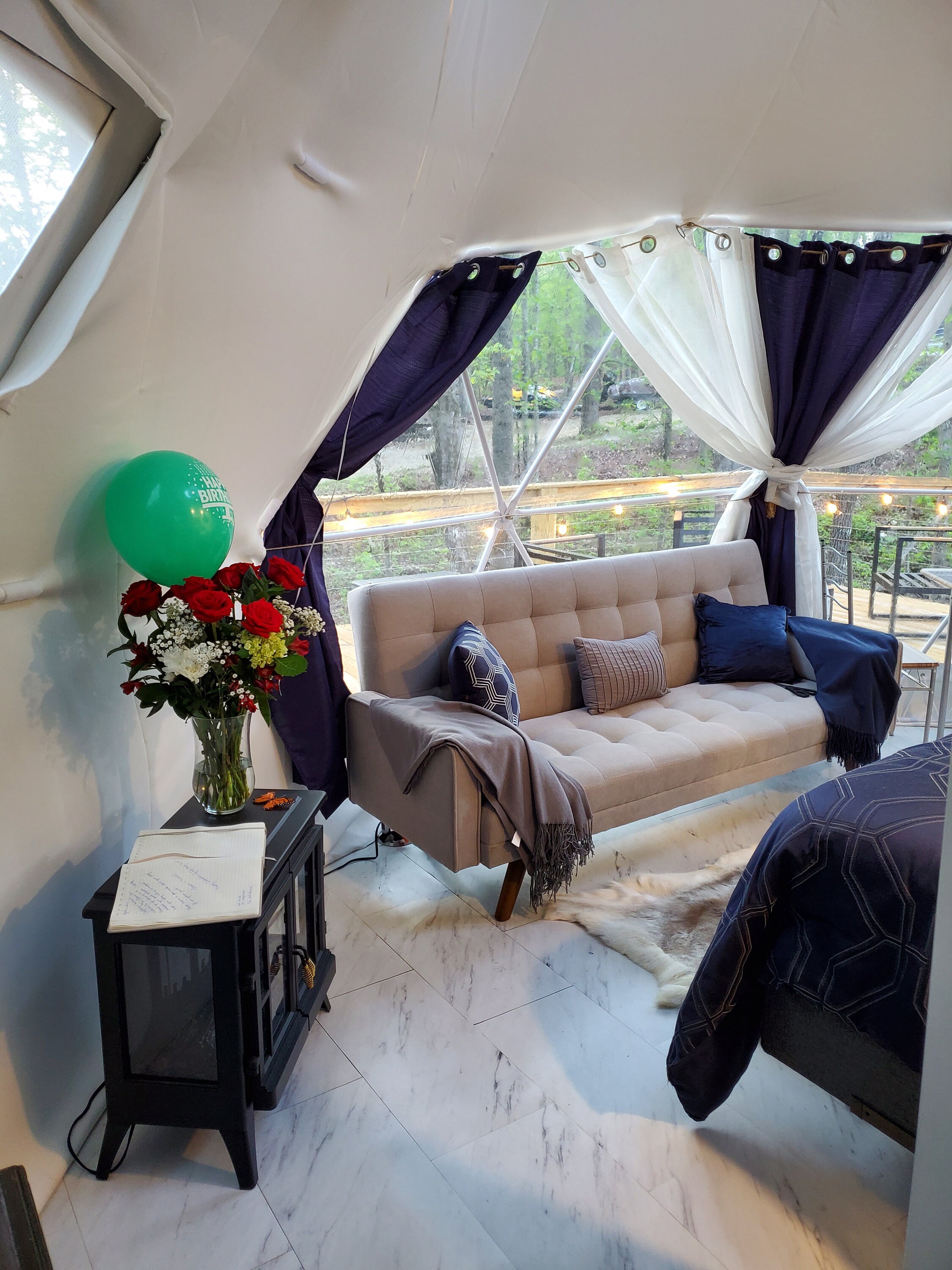 Glamping Dome All-in-one: 20ft Dome Frame, Skin, Lining, Steel & Glass ...
