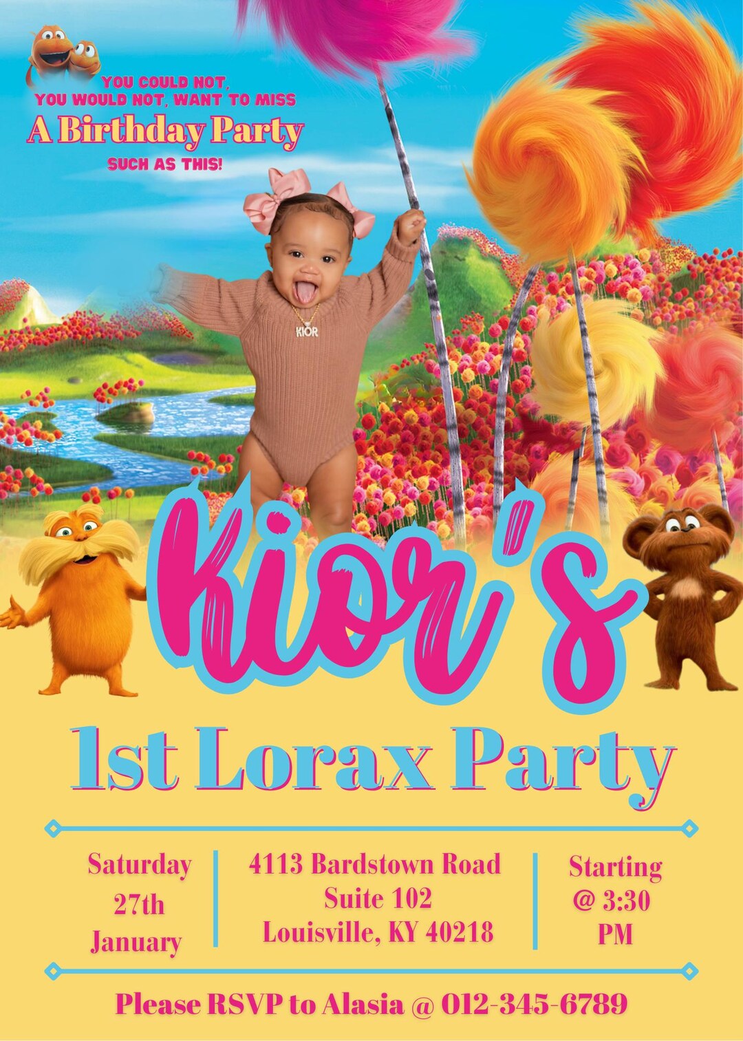 The Lorax Birthday Invitation, the Lorax Party, the Lorax Invite, the ...
