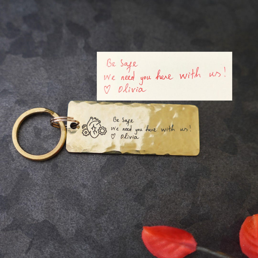 Actual Handwriting Machinist Keychain Gift for Him • Hammered ...