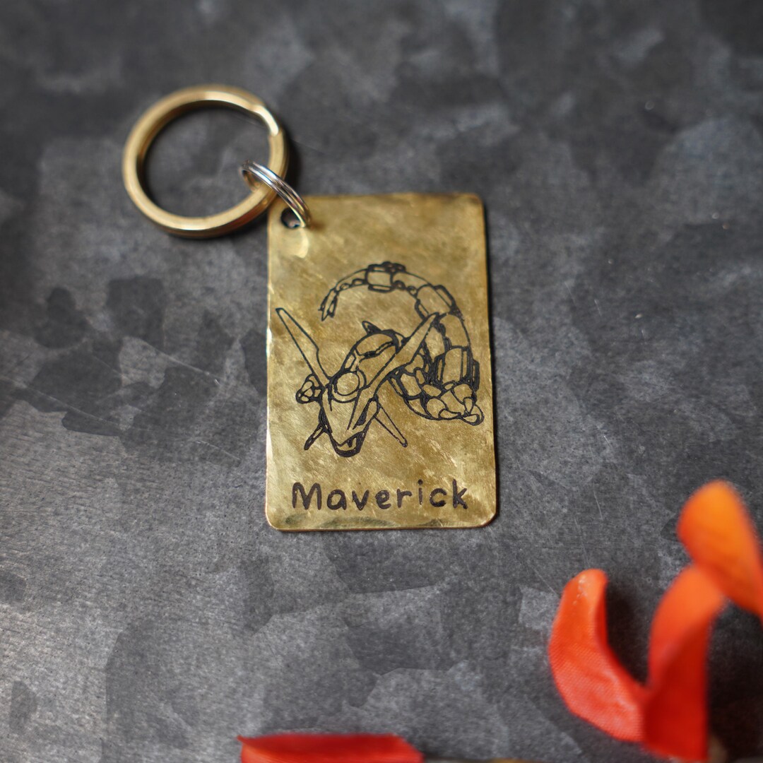 Hammered Rayquaza Brass Keychain • Custom Keyring • Personalized Brass ...