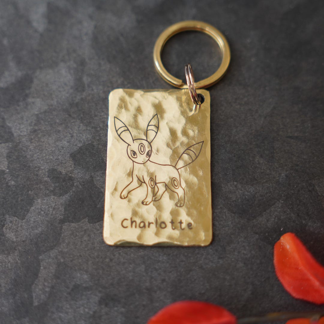 Hammered Umbreon Brass Keychain • Custom Keyring • Personalized Brass ...