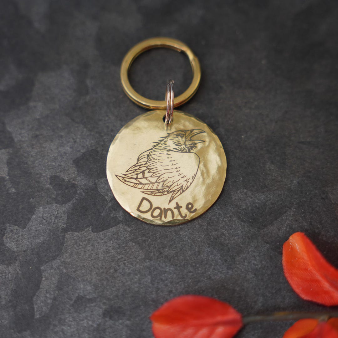 Hammered Raven Keychain • Custom Keyring • Personalized Brass Keychain ...