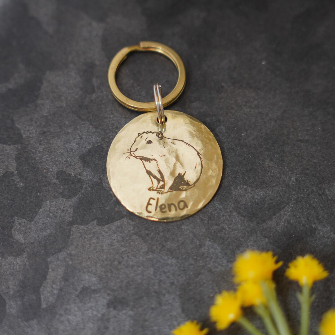 Hammered Capybara Keychain • Custom Keyring • Personalized Brass ...