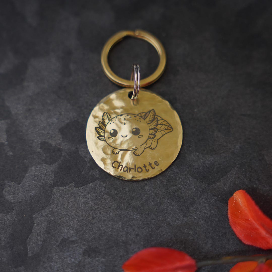 Hammered Axolotl Keychain • Custom Keyring • Personalized Brass ...