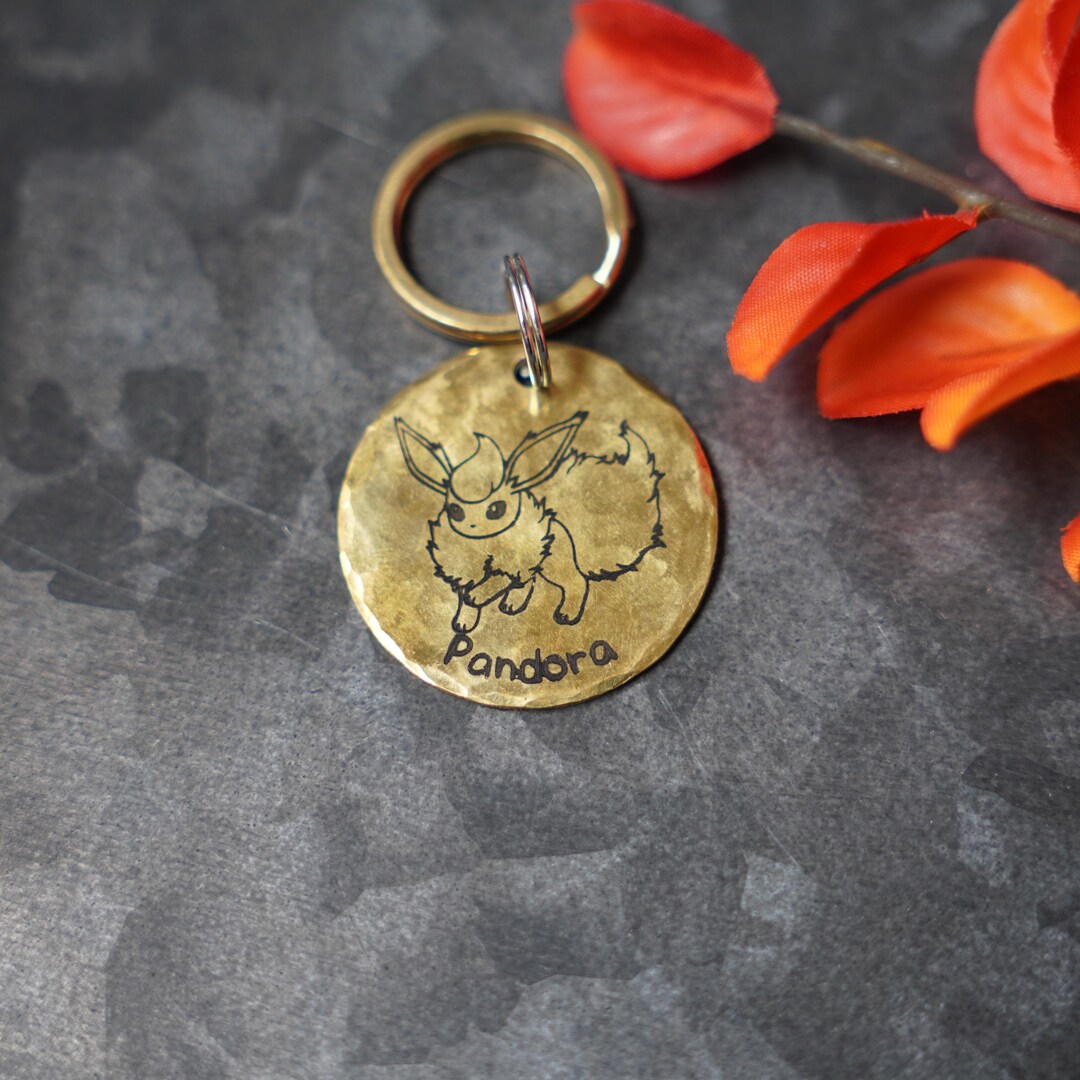 Hammered Flareon Brass Keychain • Bronze Keyring • Custom Keychain ...