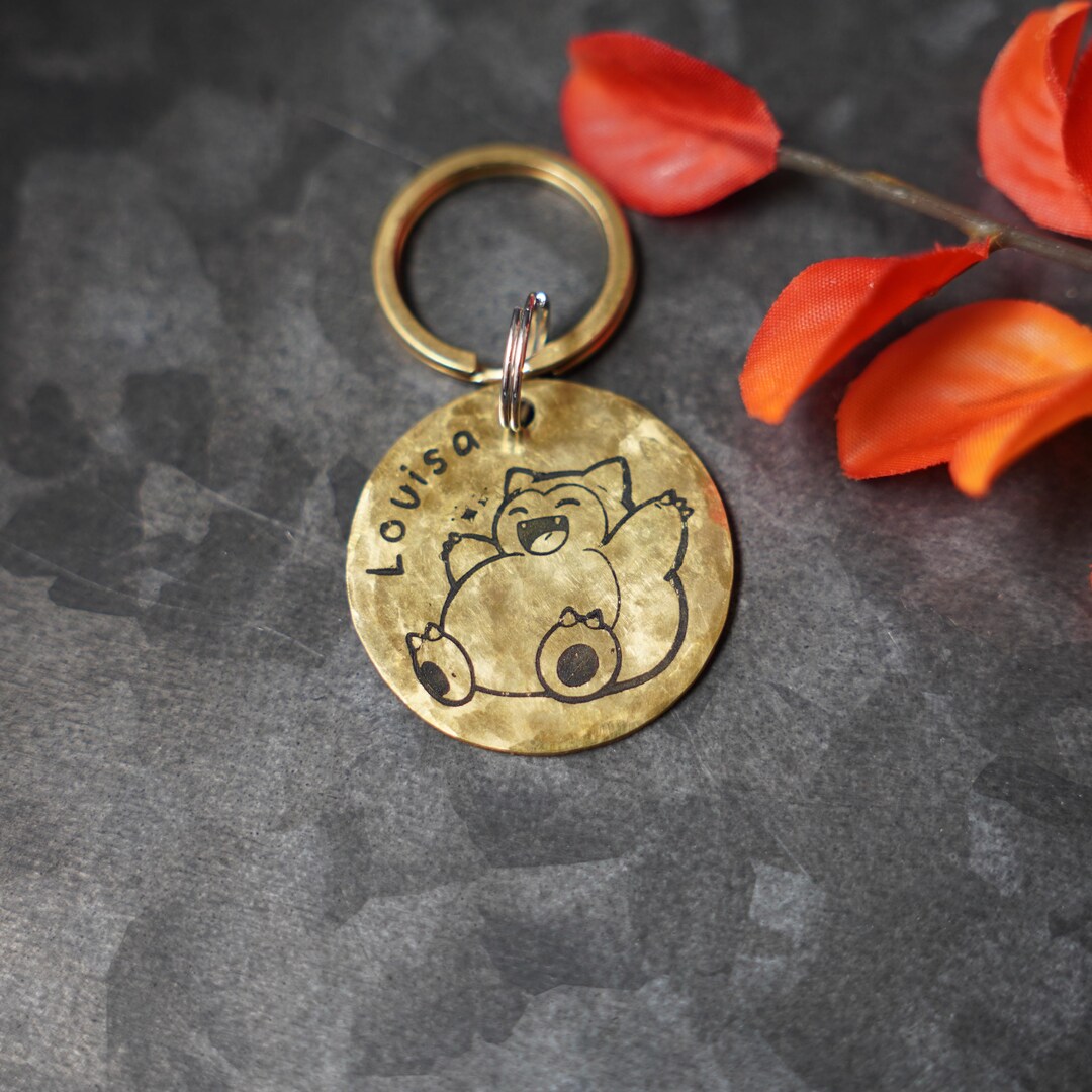 Hammered Snorlax Brass Keychain • Custom Keyring • Personalized Brass ...