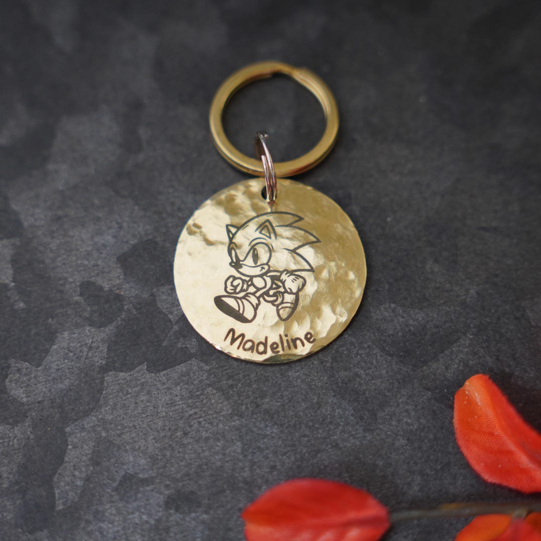 Hammered Sonic Keychain • Custom Keyring • Personalized Brass Keychain ...
