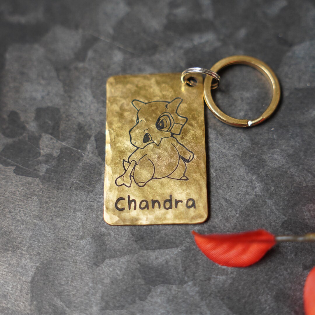 Hammered Cubone Brass Keychain • Custom Keyring • Personalized Brass ...