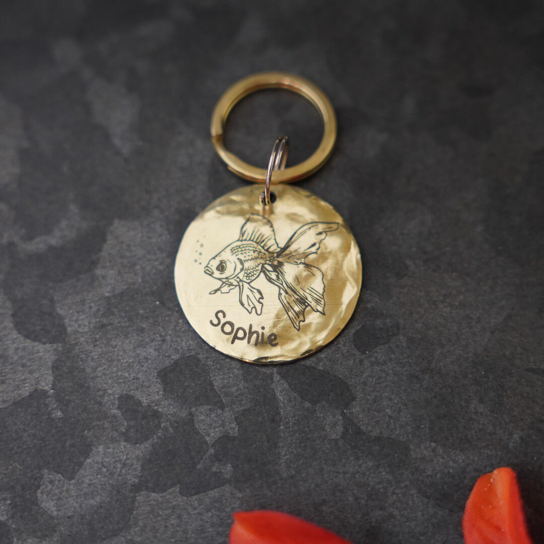 Hammered Goldfish Keychain • Custom Keyring • Personalized Brass ...
