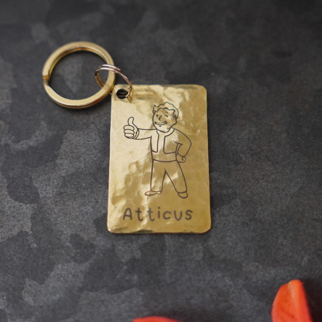 Hammered Fallout Brass Keychain Custom Keyring Personalized Brass ...