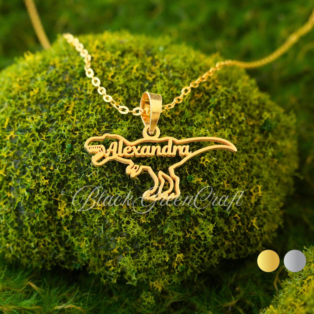 Personalized T-rex Necklace • Sterling Silver Dinosaur Pendant - Etsy