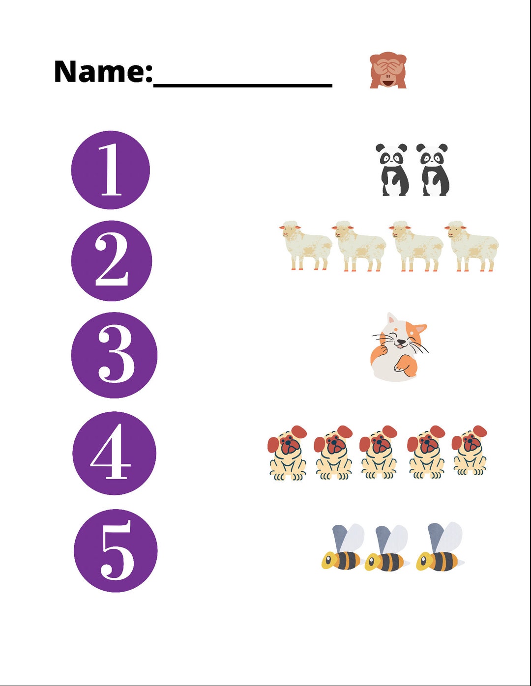 Learning Numbers 1-5 - Etsy