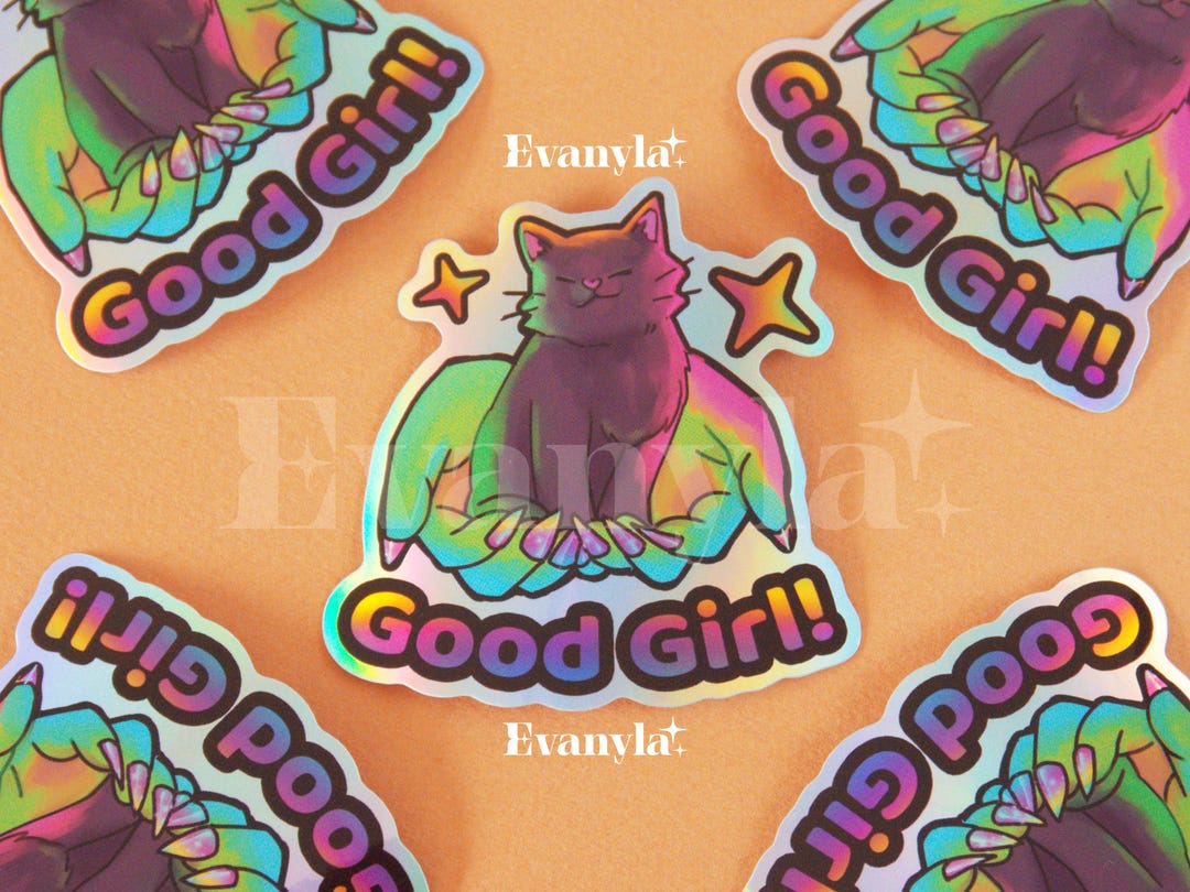 Good Girl Black Cat Sticker Holographic 3" | Vinyl | Owl Cat | Witch ...